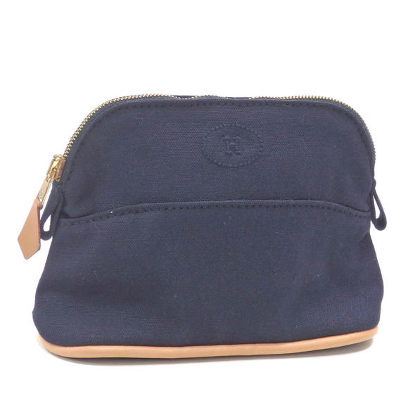 Hermes | Bags | Hermes Bolide Pouch Ladies Navy Canvas Leather | Poshmark